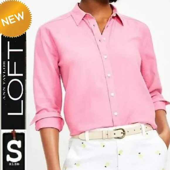 LOFT | Tops | 23 Loft Pink Linen Shirt Nwt Button Up Size Small | Poshmark